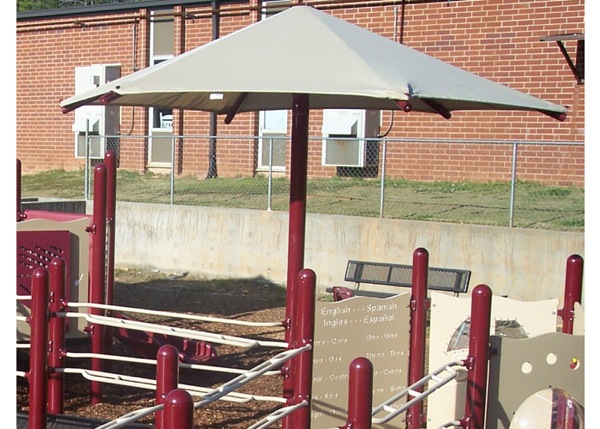 Single Post Hexagon Fabric Shade by Superior Shade - AAA State of Play