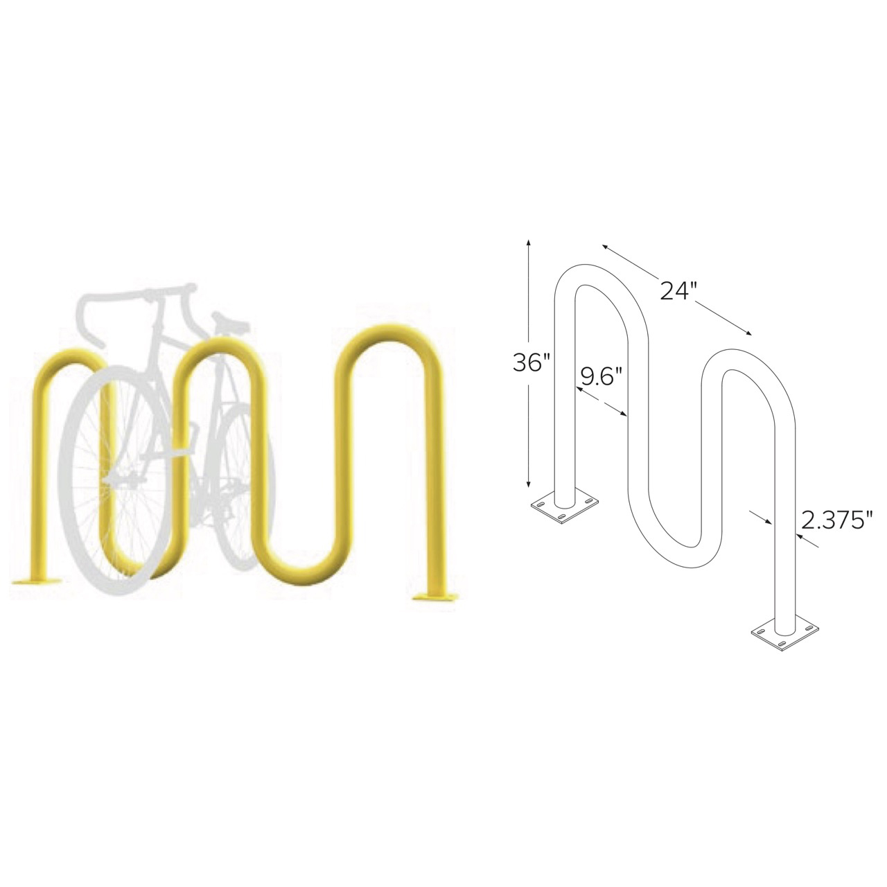 Five Bike Capacity Wave Style Bike Rack by Dero | ACTIONWAVE5RACKFTEPX ...